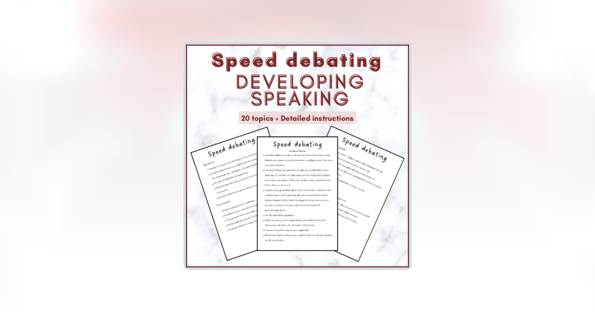 Speed debating | Lesson plan + 20 topics | Učitelnice