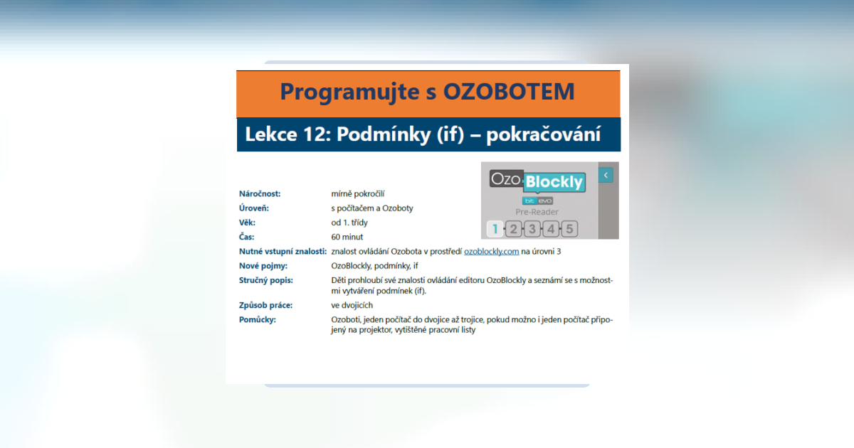 Programujte s Ozobotem - lekce 12 | Učitelnice