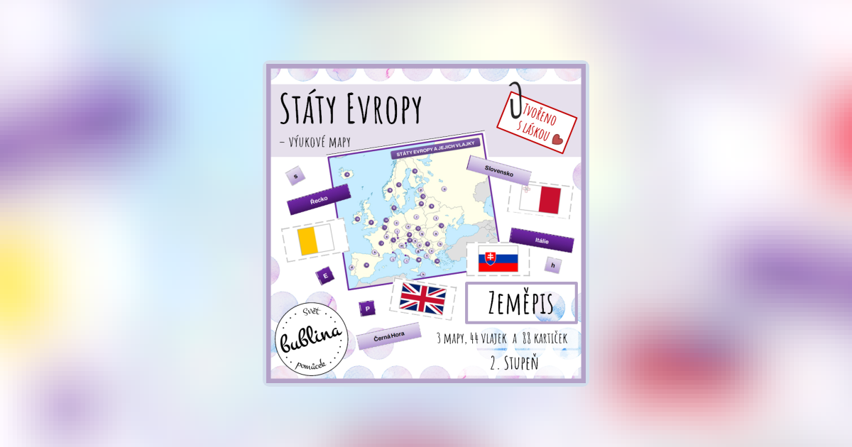 Státy Evropy - výuková mapa s vlajkami | Učitelnice