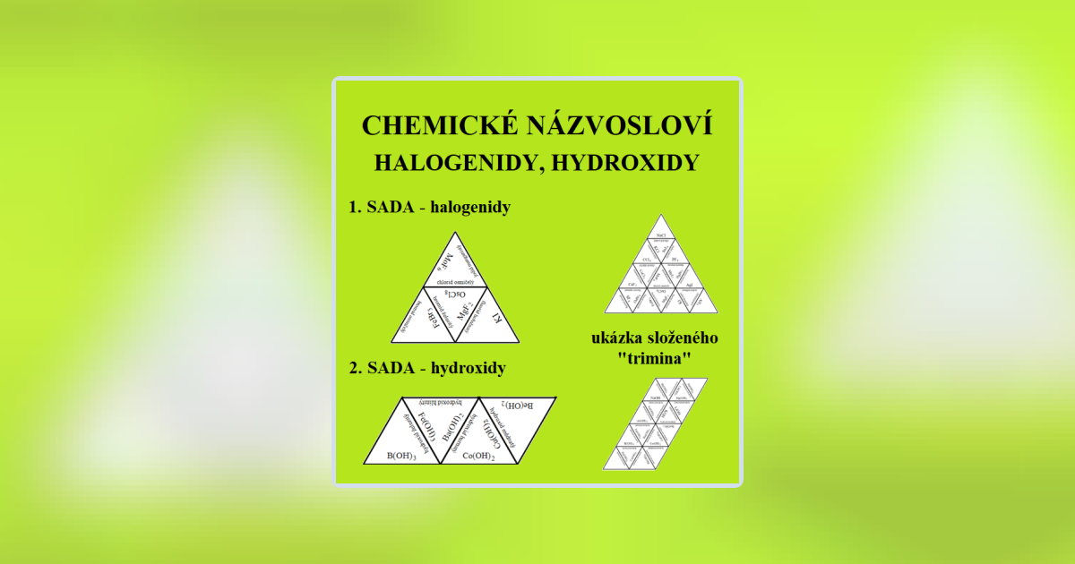 CHEMICKÉ NÁZVOSLOVÍ – HALOGENIDY, HYDROXIDY (2 sady) | Učitelnice