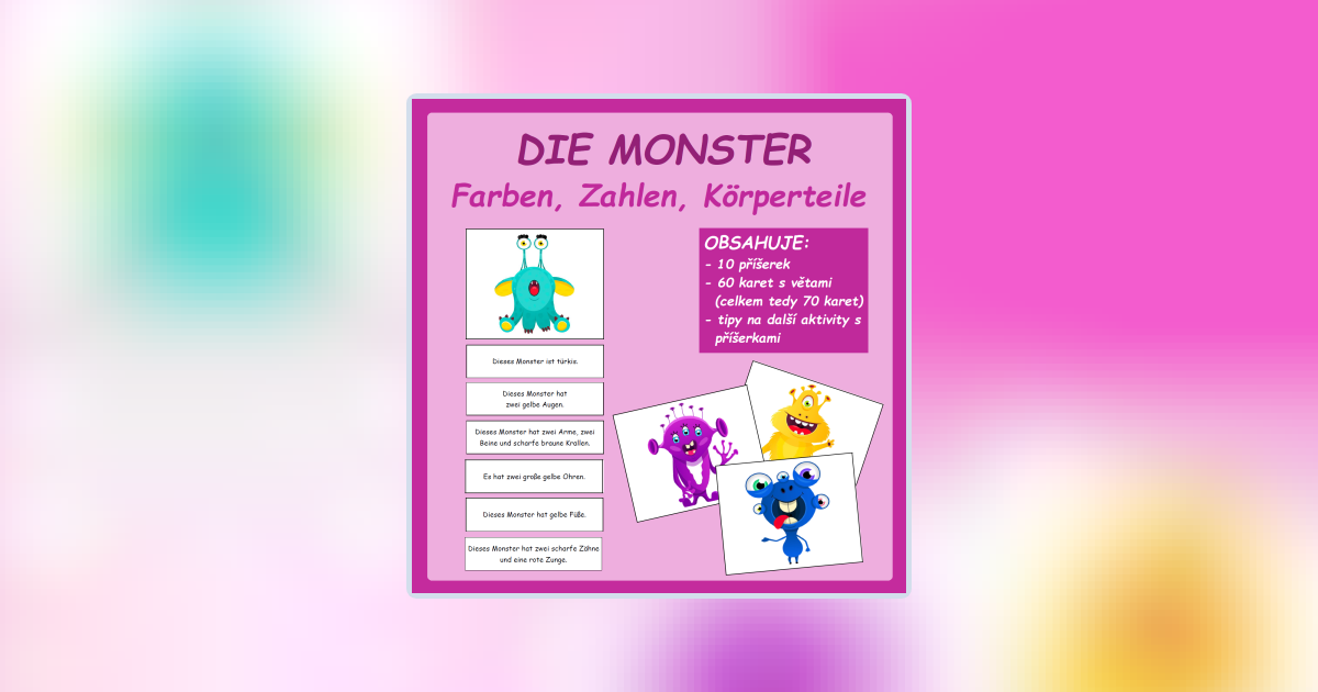 Die Monster – Farben, Zahlen, Körperteile | Učitelnice