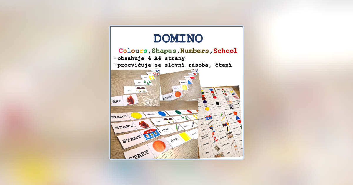 DOMINO - Colours, Shapes, Numbers, School | Učitelnice
