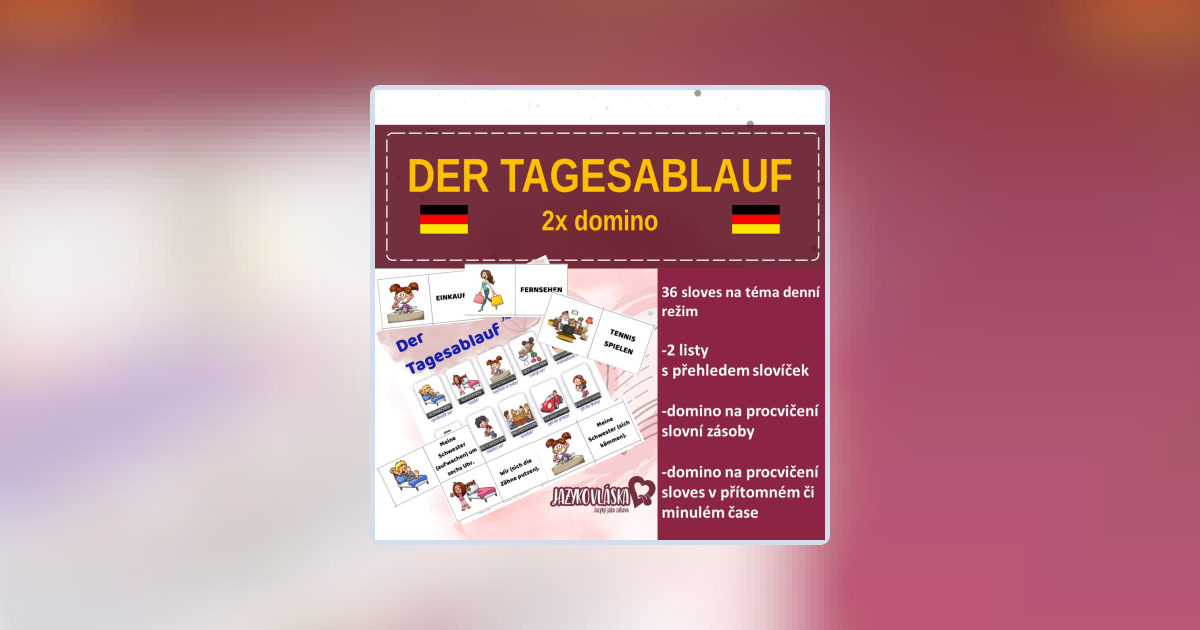 Der Tagesablauf 2x domino | Učitelnice