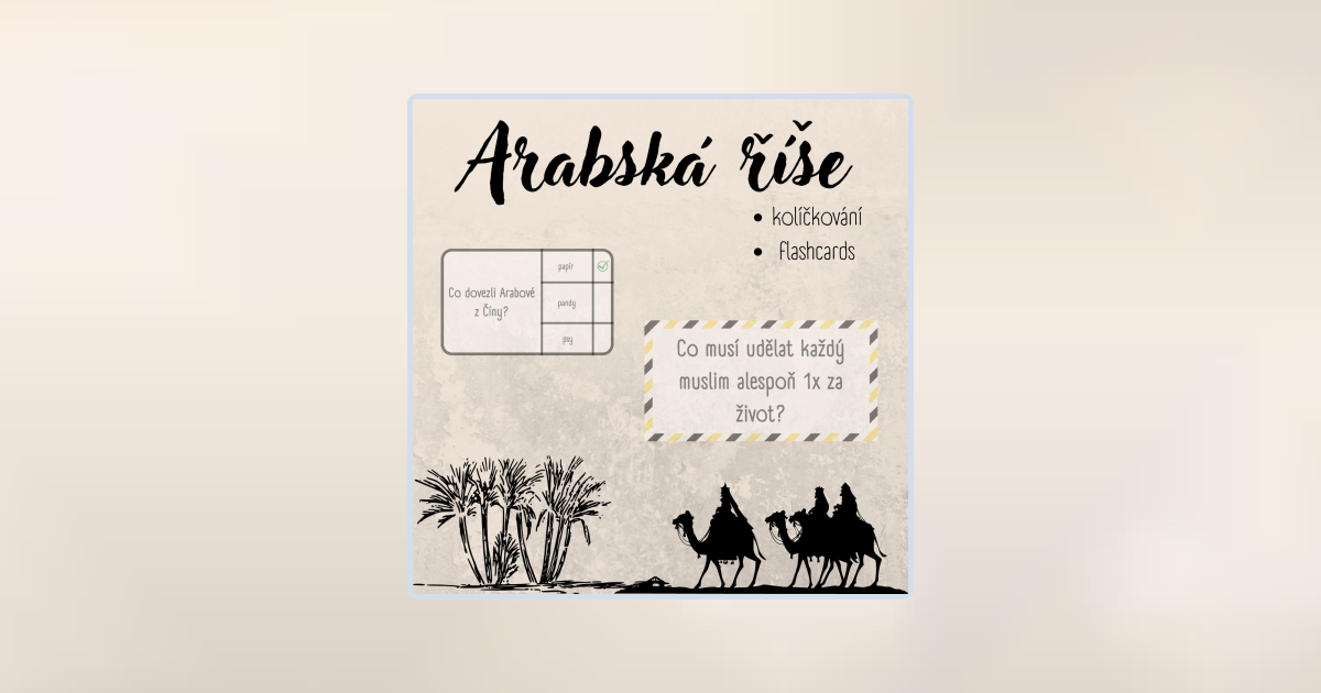 Arabská říše - flashcards, kolíčkování | Učitelnice