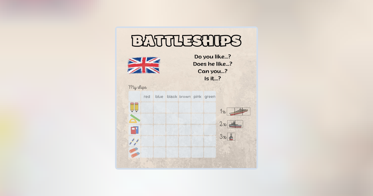 Battleships - hra lodě - like, can, to be | Učitelnice