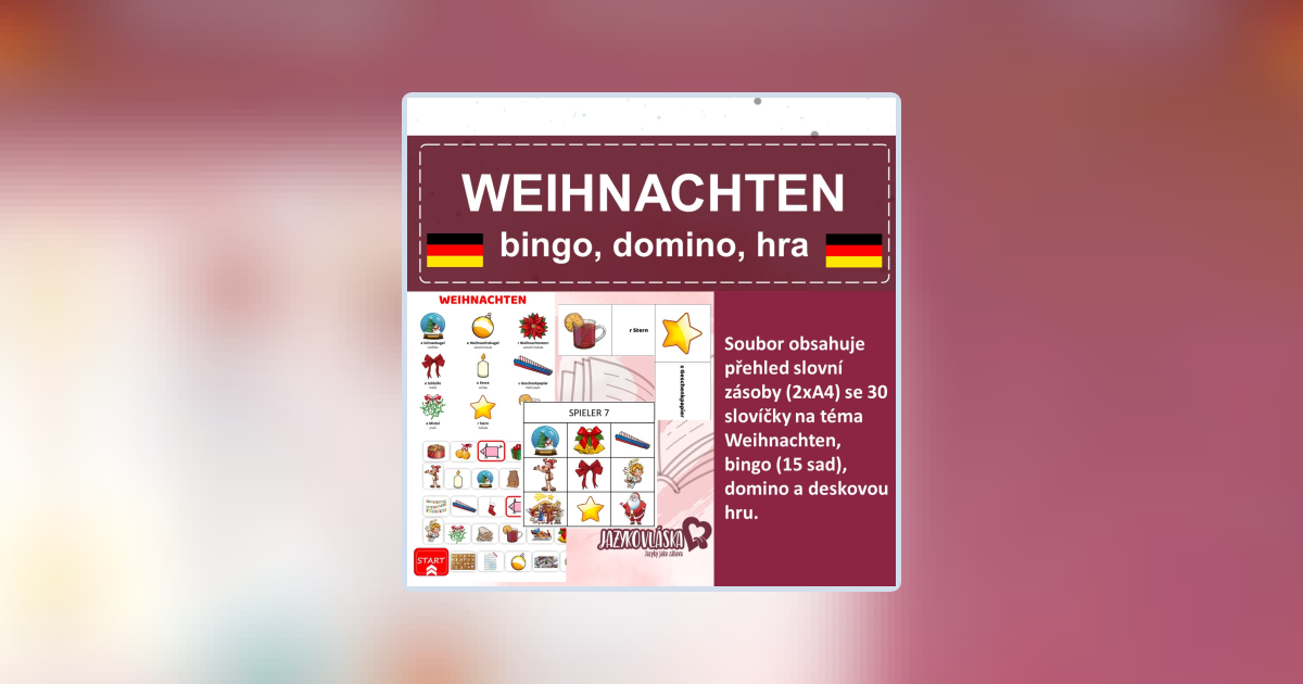 Weihnachten bingo, domino, hra | Učitelnice