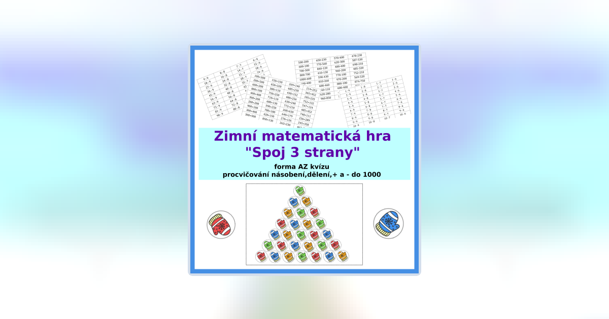 Zimní matematická hra "Spoj 3 strany" | Učitelnice
