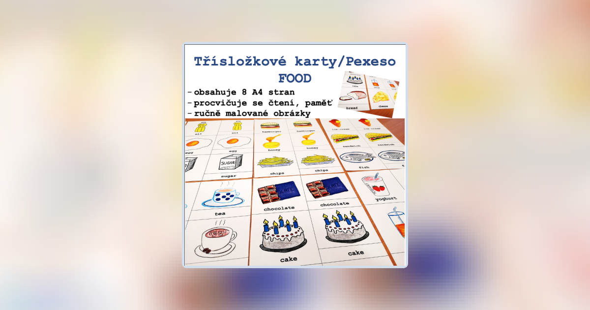 Třísložkové karty/Pexeso - FOOD | Učitelnice