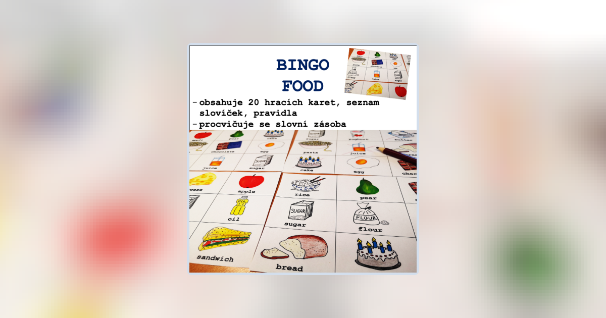 BINGO - FOOD | Učitelnice
