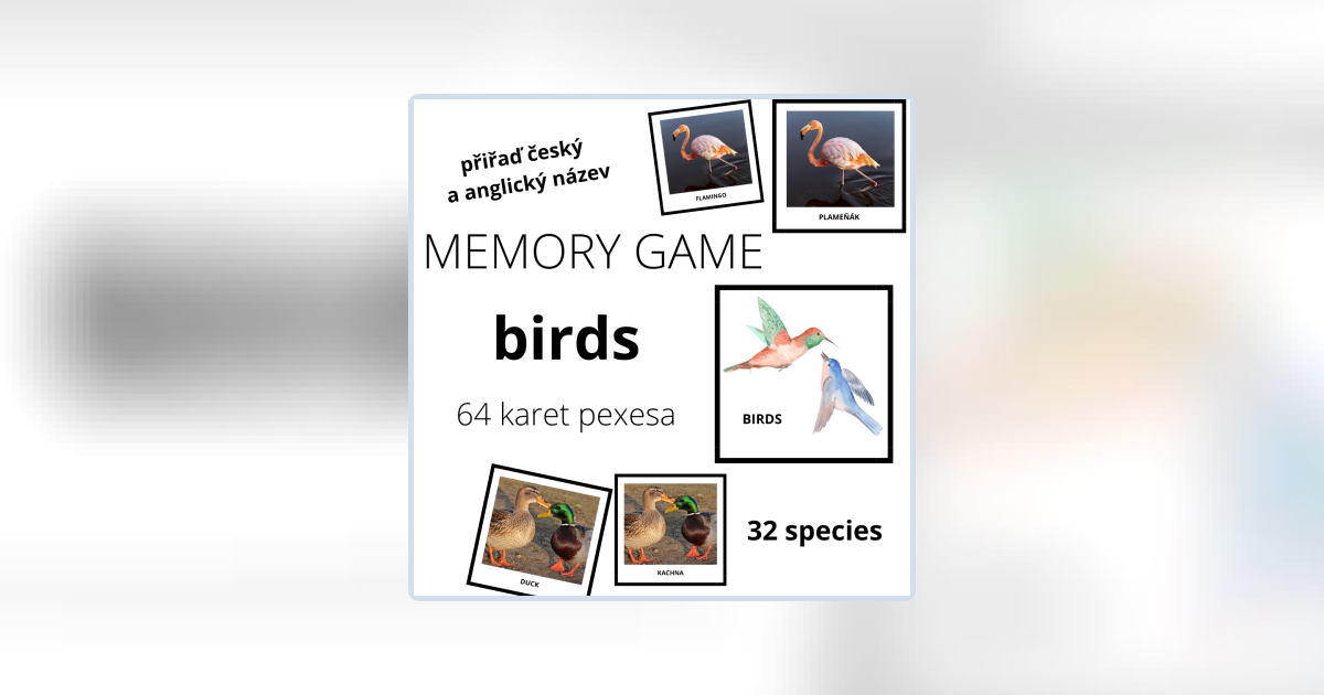 BIRDS - memory game (32 species) | Učitelnice