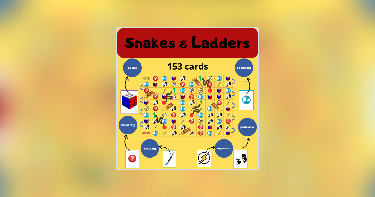 SNAKES & LADDERS (pantomime, drawing, speaking, answering, supercards, tasks) | Učitelnice