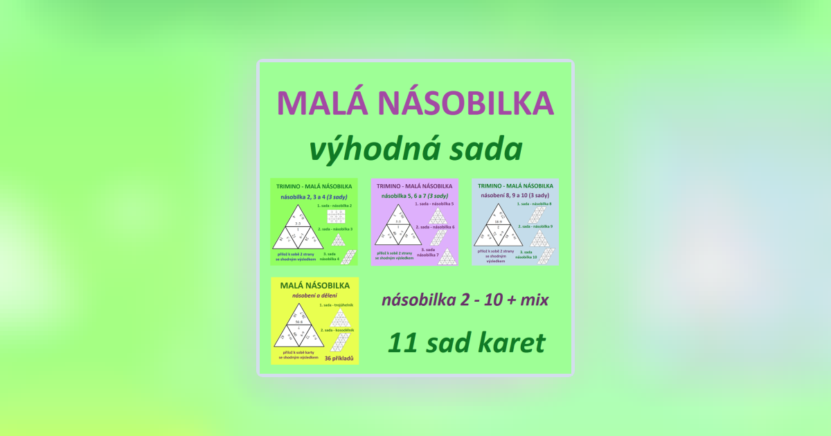 MALÁ NÁSOBILKA – násobilka 2-10 + mix (11 sad karet) - výhodná sada | Učitelnice