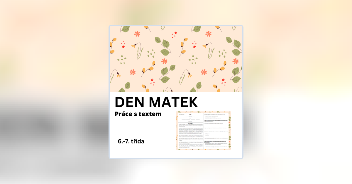 Den matek - práce s textem | Učitelnice