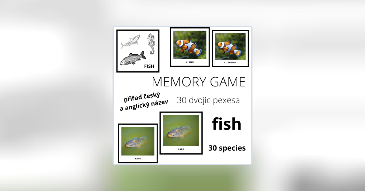 FISH - memory game (30 species) | Učitelnice