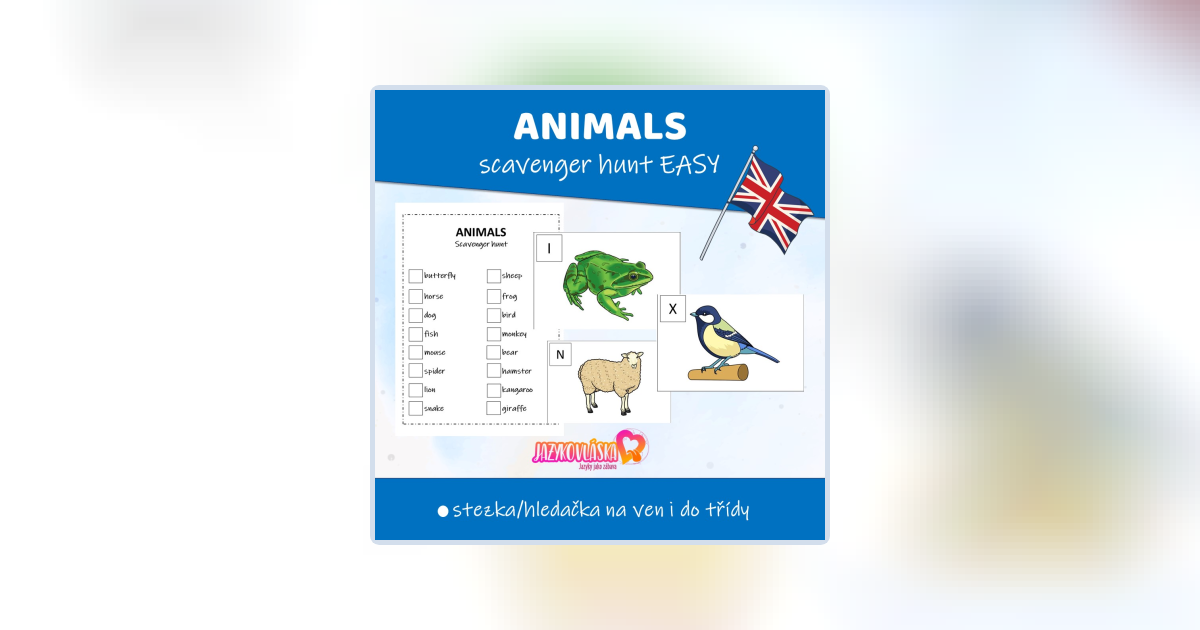 Animals scavenger hunt easy | Učitelnice