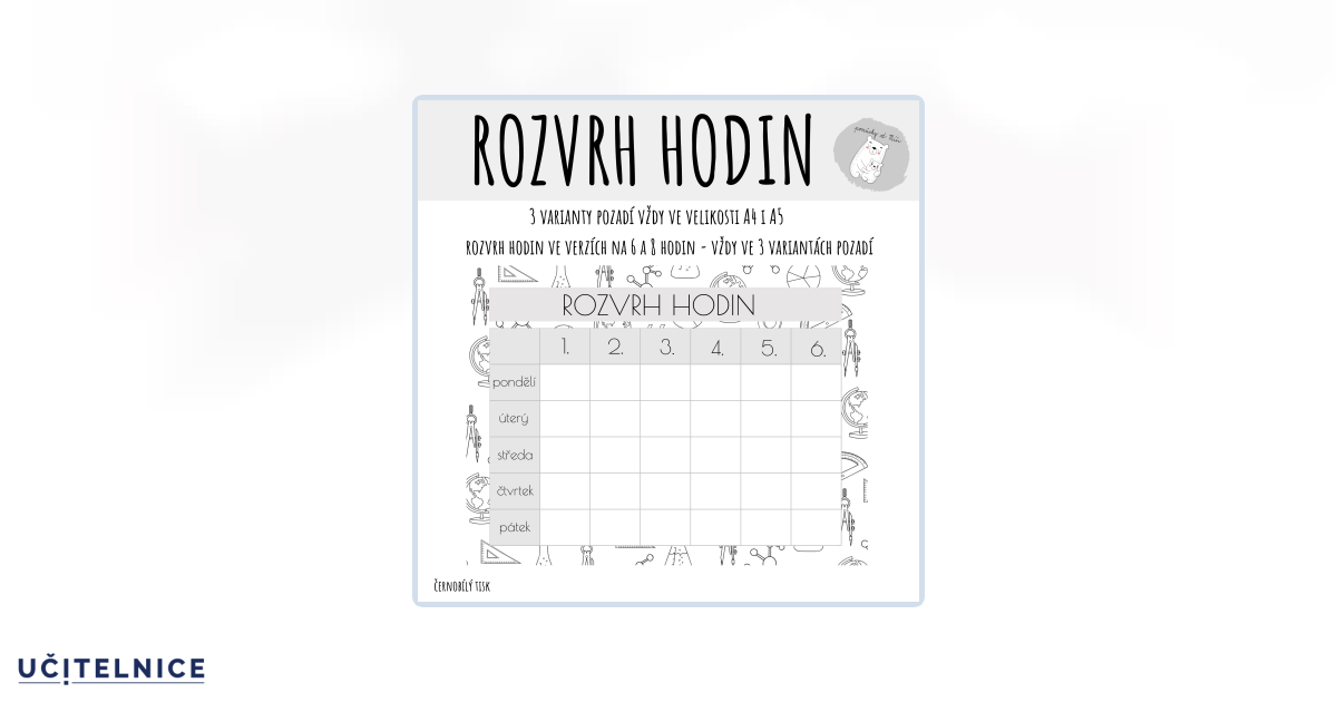 Rozvrh hodin | Učitelnice
