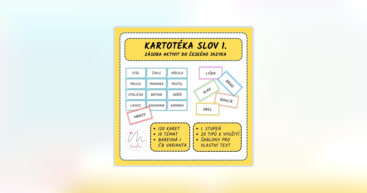 KARTOTÉKA SLOV 1. - zásoba aktivit do českého jazyka | Učitelnice