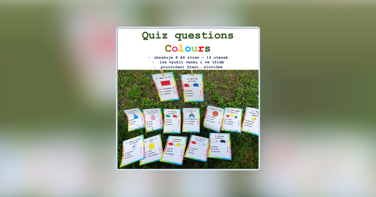 Quiz questions - COLOURS | Učitelnice