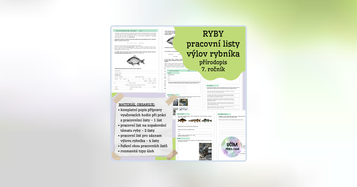 Pracovní listy - sladkovodní ryby, výlov rybníka | Učitelnice