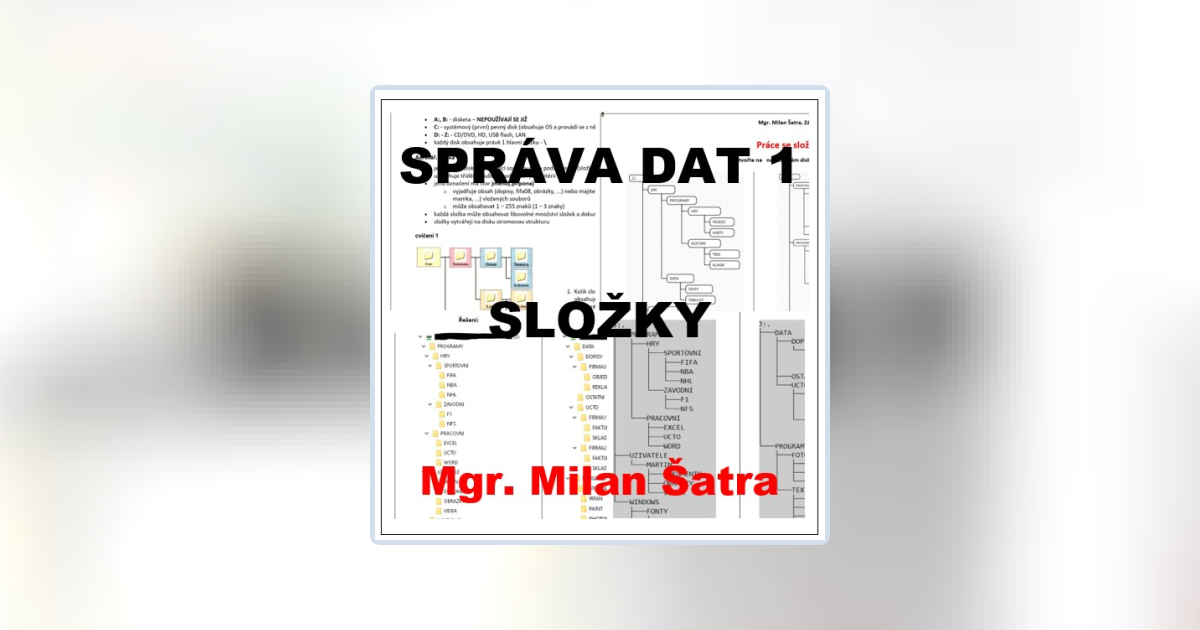 SPRÁVA DAT 1 - SLOŽKY | Učitelnice