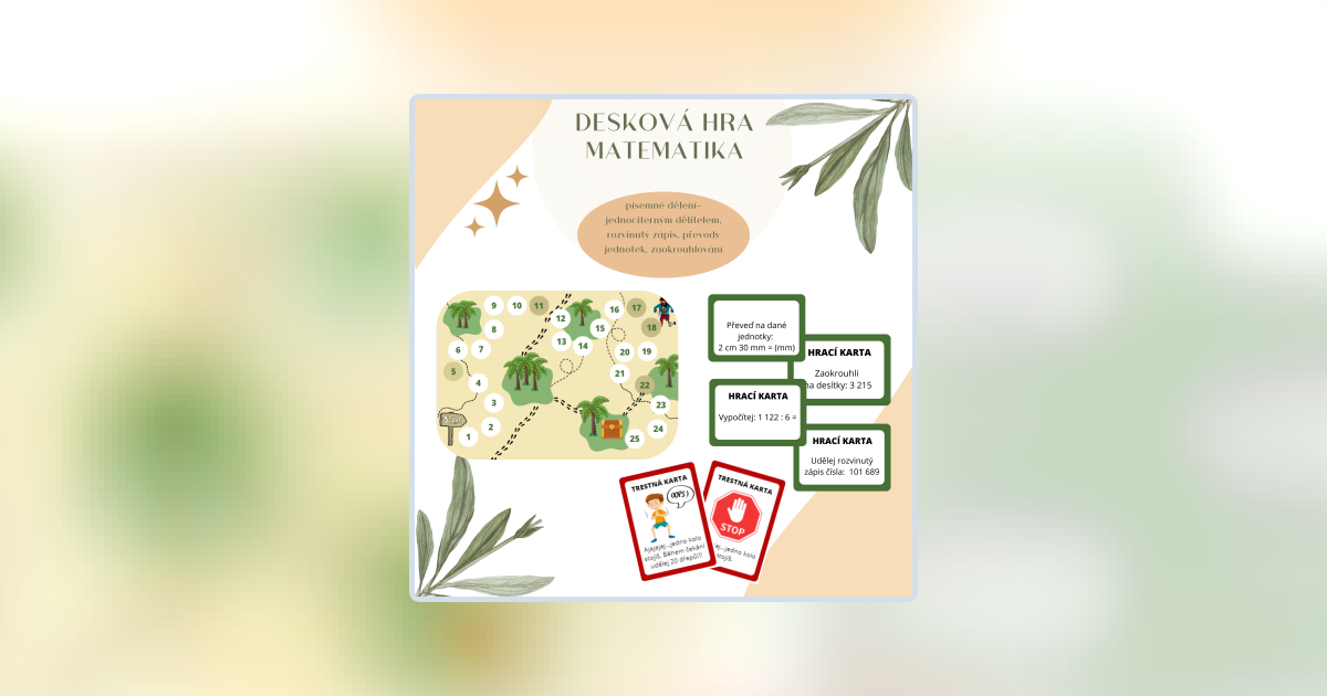 Desková hra - matematika, opakování | Učitelnice
