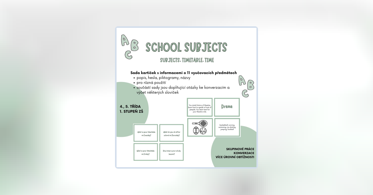 Aj - school subjects | Učitelnice