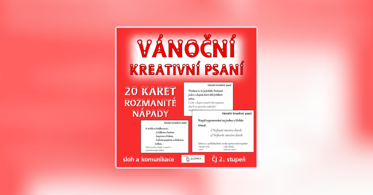 Vánoční kreativní psaní - 20 karet s rozmanitými úkoly | Učitelnice