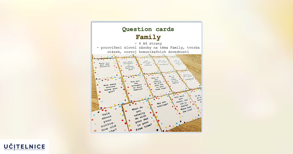 Family - question cards | Učitelnice
