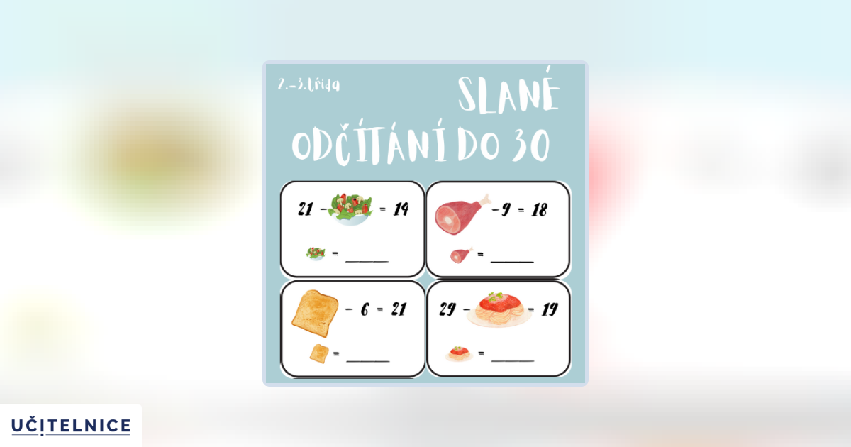 Slané odčítání do 30 | Učitelnice