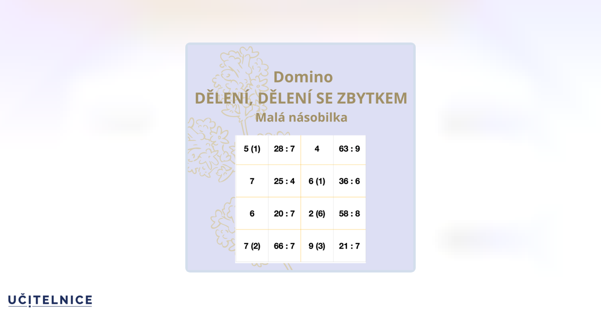 Domino - dělení, dělení se zbytkem | Učitelnice