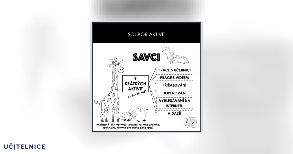 Soubor aktivit - savci | Učitelnice