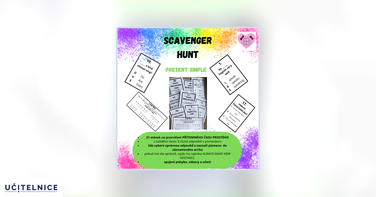 Scavenger hunt - present simple | Učitelnice