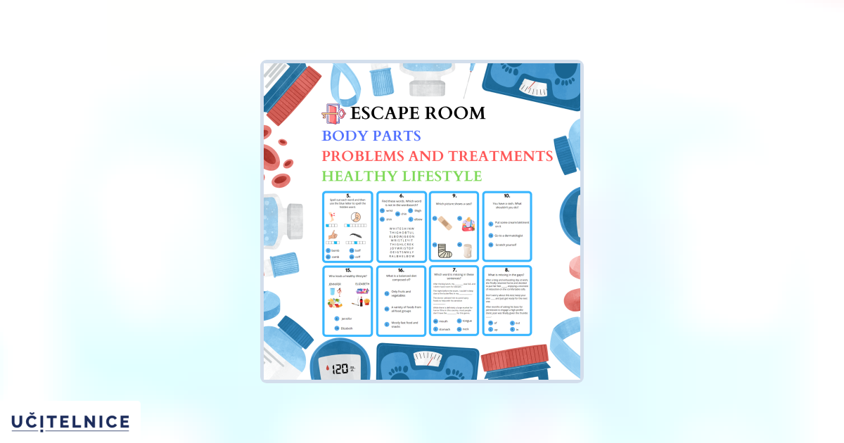 ESCAPE ROOM - BODY PARTS, PROBLEMS AND TREATMENTS, HEALTHY LIFESTYLE ...