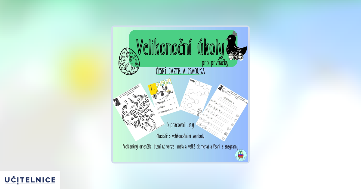 Velikonoční úkoly pro prvňáčky- český jazyk prvouka | Učitelnice