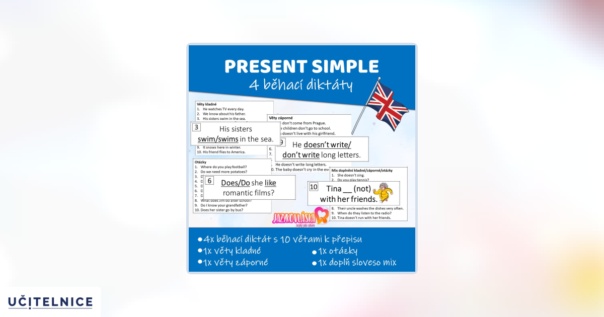 Present simple běhací diktáty | Učitelnice