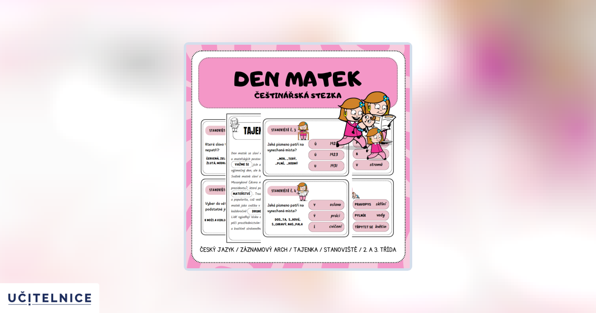 Materiál - Češtinářská stezka - Den matek