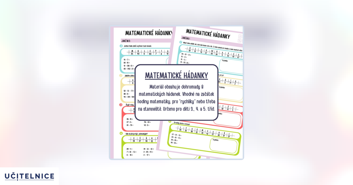 Matematické hádanky | Učitelnice
