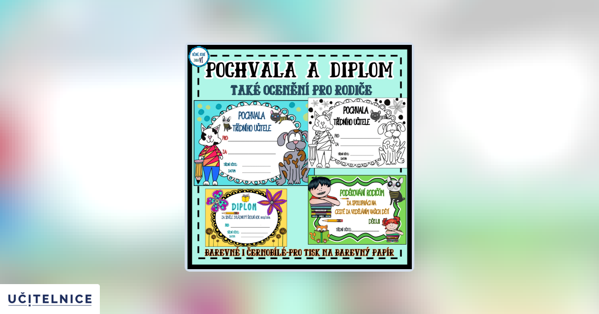 POCHVALA A OCENĚNÍ PRO ŽÁKY | Učitelnice
