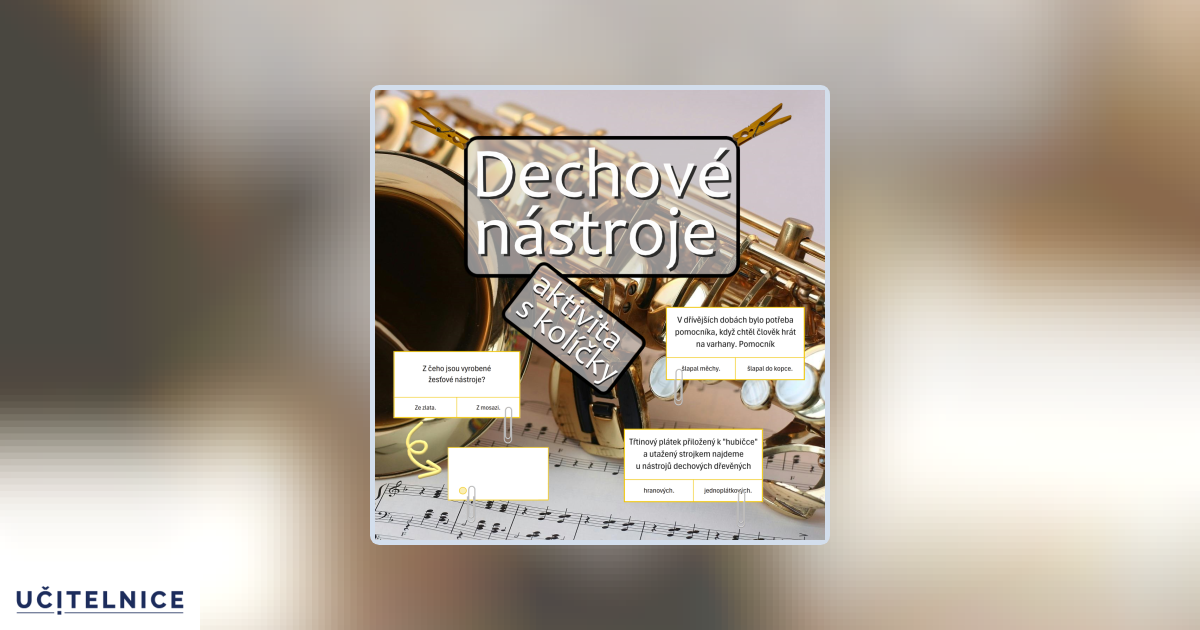 Dechové nástroje - aktivita s kolíčky | Učitelnice