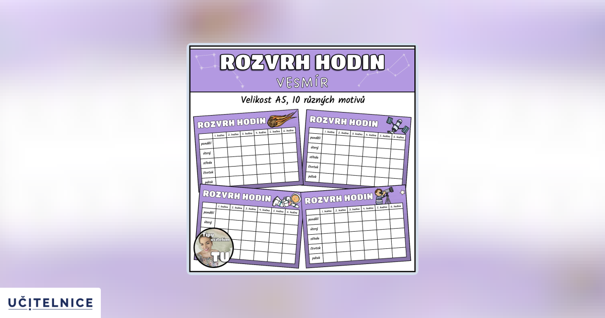 Rozvrh hodin pro žáky - vesmír | Učitelnice