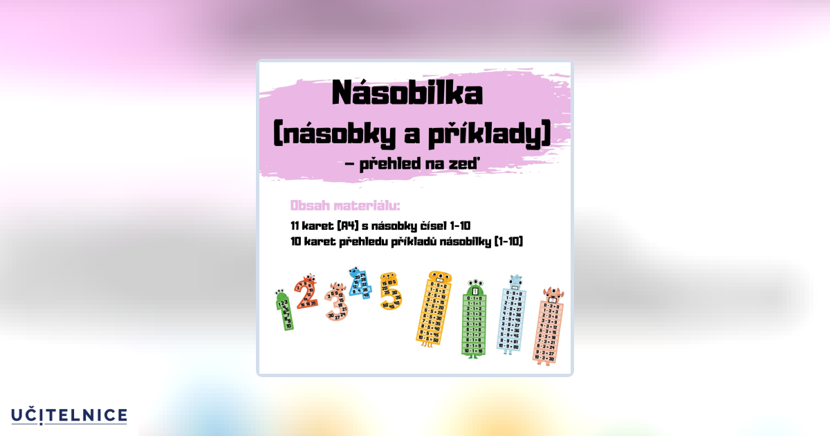 NÁSOBILKA (násobky a příklady) - přehled na zeď | Učitelnice