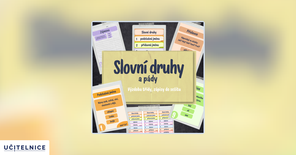 Slovní druhy, pády - výzdoba třídy | Učitelnice
