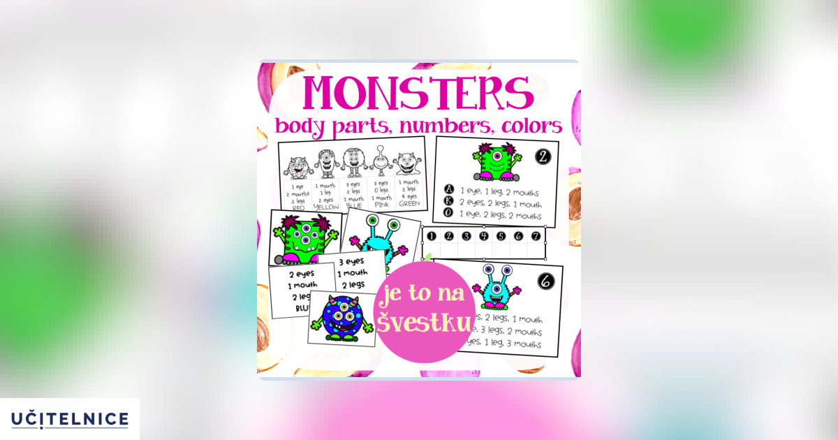 MONSTERS - body parts, colors, numbers | Učitelnice