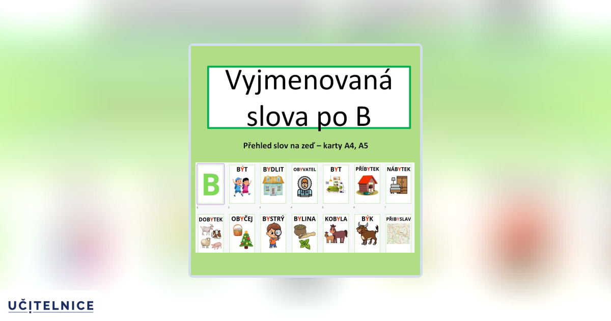 Vyjmenovaná slova po B - karty formátu A4, A5 | Učitelnice
