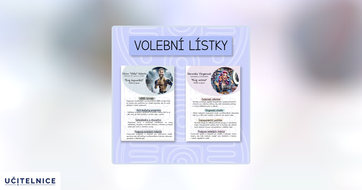 Volební lístky do třídy | Učitelnice