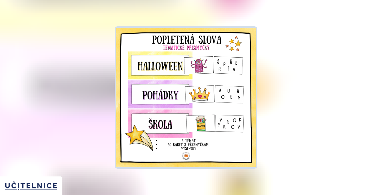 Popletená slova - tematické přesmyčky | Učitelnice