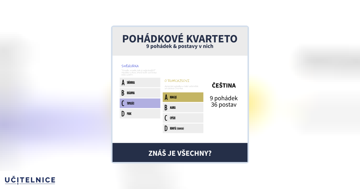 POHÁDKOVÉ KVARTETO (postavy v pohádkách) | Učitelnice