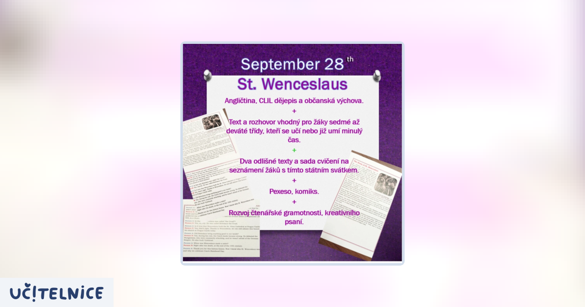 SEPTEMBER 28th - St. Wenceslaus | Učitelnice