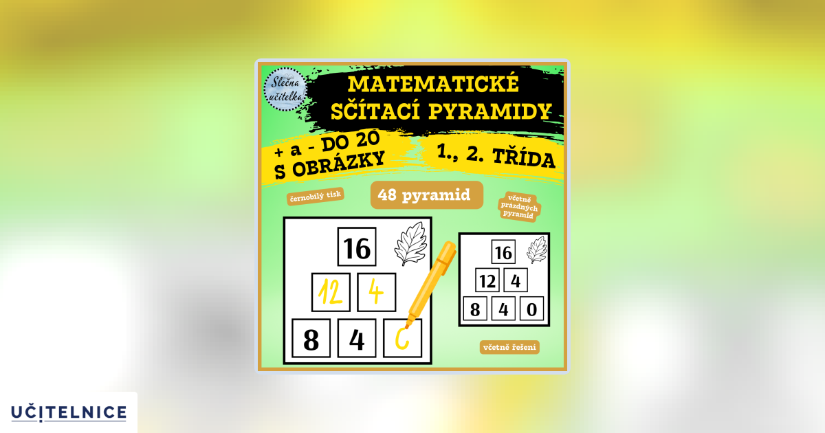MATEMATICKÉ PYRAMIDY S OBRÁZKY (+ a - do 20) | Učitelnice