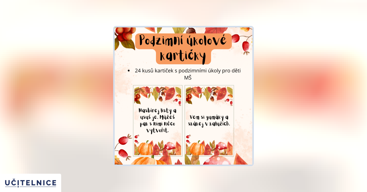 Podzimní úkolové kartičky | Učitelnice